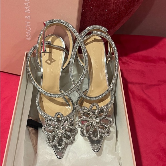 MACH & MACH | Shoes | Mach Mach Silver Crystal Embellished Heels | Poshmark
